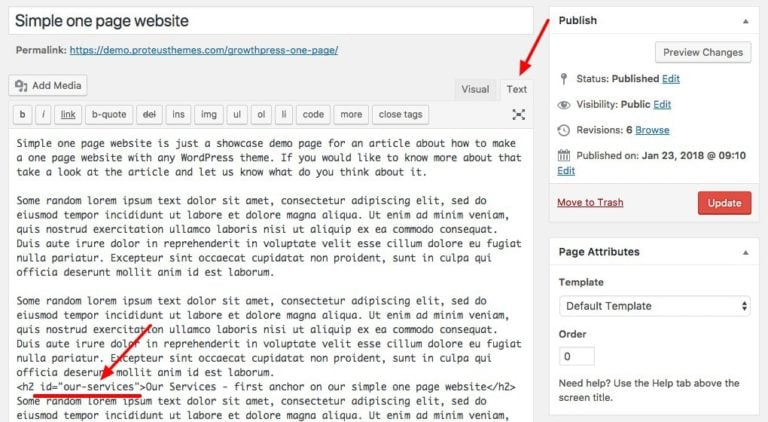 How to Create One Page Website With Any WordPress Theme - ProteusThemes